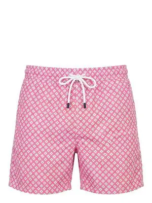 Fedeli Geometric Print Swim Shorts - Pink