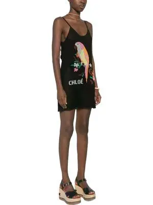 CHLOÉ Embroidered Mesh-knit Mini Dress