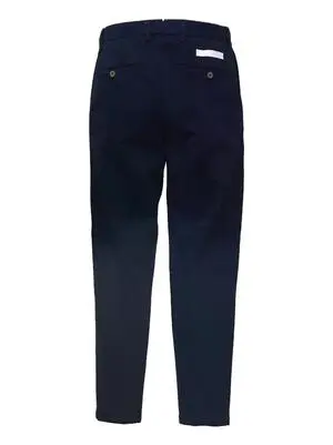 BRIGLIA 1949 Navy Pleated Cotton Trousers - Blue