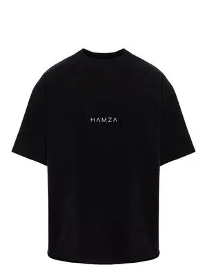 HAMZA Aky Slogan-print Cotton T-shirt - Black
