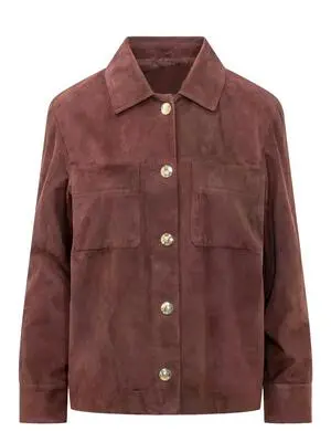 Max Mara Abisso Button-up Suede Jacket - Red
