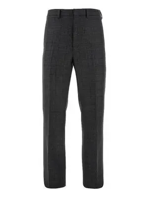 Prada Prince Of Wales Wool Pants - Grey