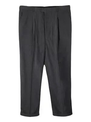 ARMANI Wool Pinstripe Pleated Trousers - Grey