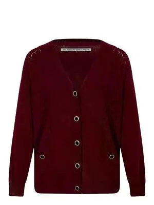 Alessandra Rich Pointelle-knit Button-down Cardigan - Red