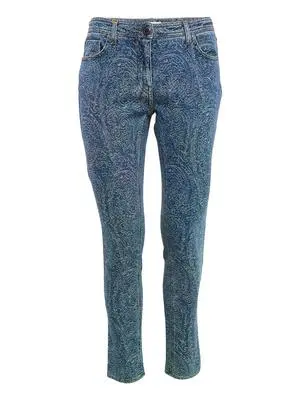 Etro Paisley Pattern Embroidered Jeans - Blue