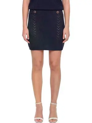 ALESSANDRA RICH Pointelle-knit Button-detail Mini Skirt