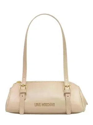 Moschino Logo Plaque Shoulder Bag - Neutrals