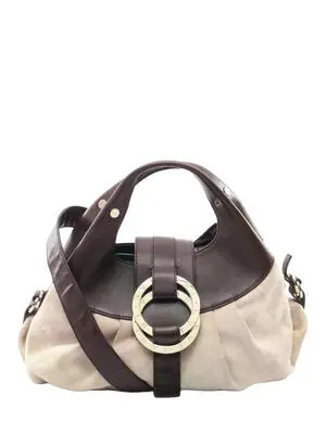BVLGARI Chandra Leather Trim Tote Bag - Brown