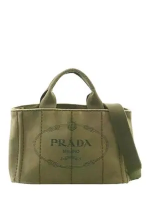 Prada 2000s Canapa Canvas Tote Bag - Green