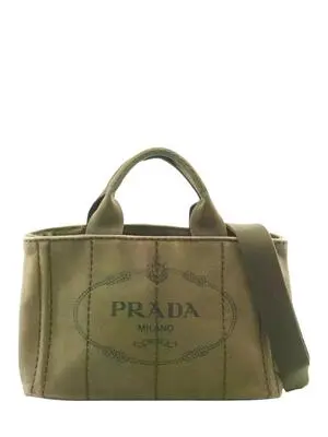 Prada Prada Canapa Canvas Tote Bag Green