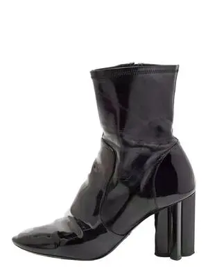 LOUIS VUITTON Louis Vuitton Black Patent Leather Block Heel Boots