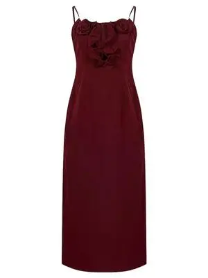 Magda Butrym Ruffled Floral-appliqué Midi Dress - Red