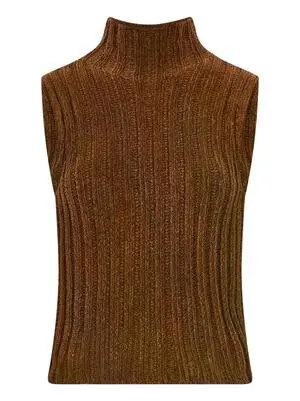 R13 R13 Sleeveless Ribbed Knit High Neck Sweater