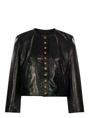 R13 Leather Button-up Jacket - Black