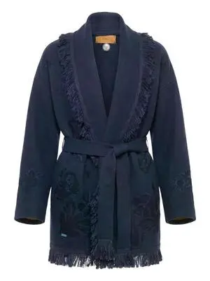 ALANUI Alanui Embroidered Wool Cardigan With Fringe And Shawl Lapels