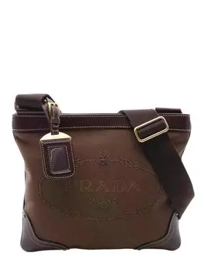PRADA 2010s Logo Jacquard Shoulder Bag