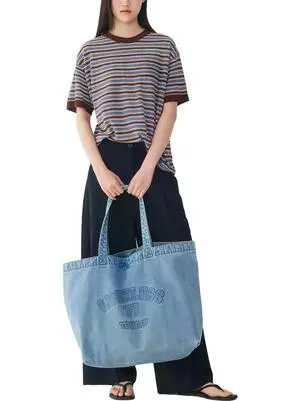 STUDIO TOMBOY Logo-embossed Denim Tote Bag - Blue