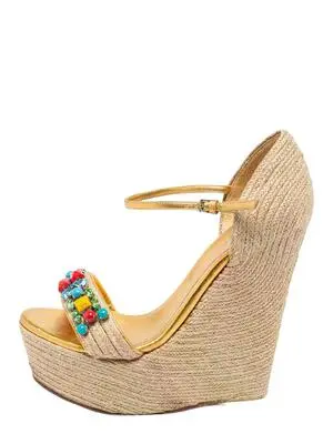 GUCCI Gucci 160mm Rhinestone-Embellished Espadrille Wedge Sandals