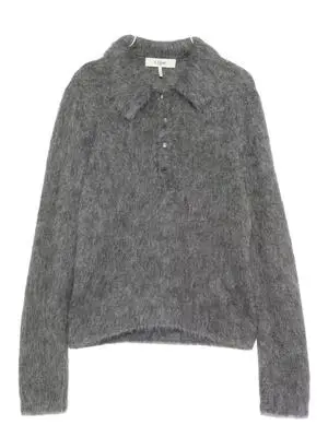 Chloé Chloé Brushed-Knit Polo Sweater Grey
