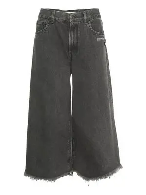 Off-White High-rise Wide Leg Faded Raw-cut Jeans - Grey