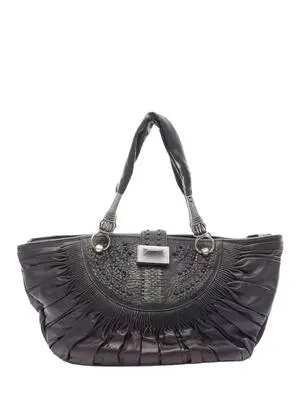 Dior Leather Plissé Gather Shoulder Bag - Black