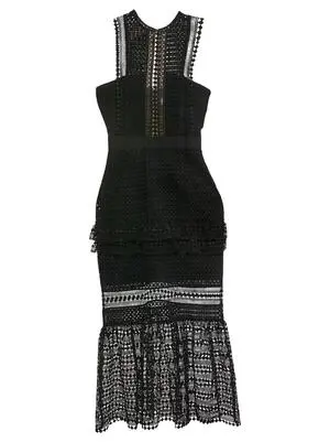 SELF-PORTRAIT Self-Portrait Lace Panel Midi Dress