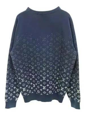 LOUIS VUITTON Monogram Gradient Effect Crew Neck Sweater - Blue