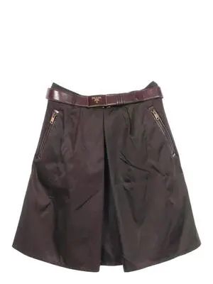 PRADA Prada Belted Leather Buckle Detail Skirt
