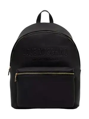 Moschino Logo-embossed Front-zip Backpack Black
