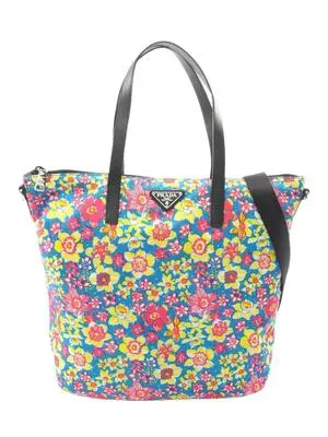 PRADA Prada Tencel Floral Print Tote Bag