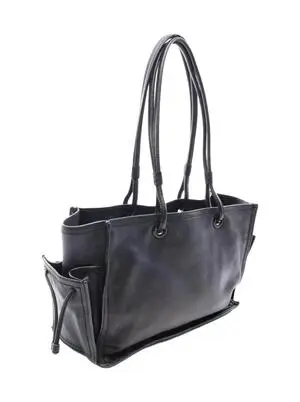 Loewe Leather Crown Logo Tote Bag - Black