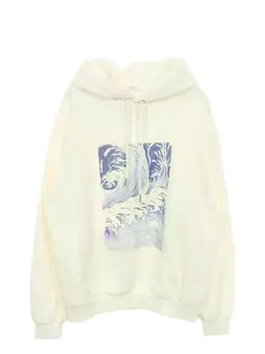 Celine Off-white Cotton Wave-print Hoodie - Neutrals