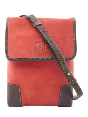 Loewe 2000s Anagram Suede Shoulder Bag Red