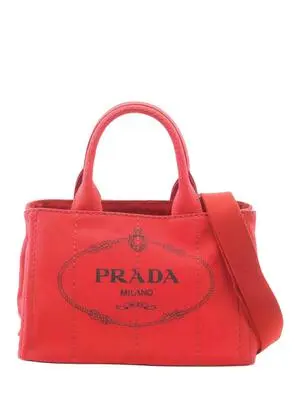 Prada Prada Canapa Two-Way Handbag Red
