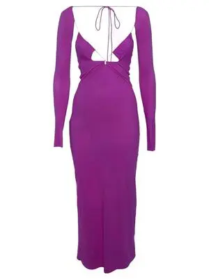 AMAZUIN Jersey Tie-up Detail Midi Dress - Pink