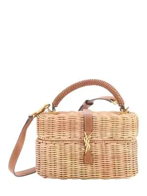 SAINT LAURENT Saint Laurent Gaby Top Handle Vanity Bag Wicker With Leather Shoulder Bag