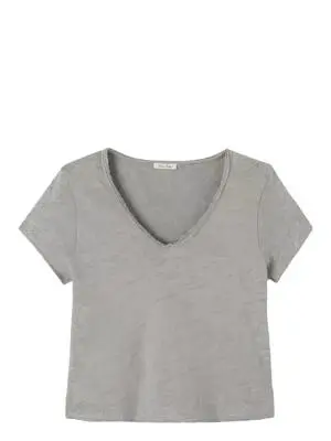 American Vintage V-neck Cotton T-shirt - Grey