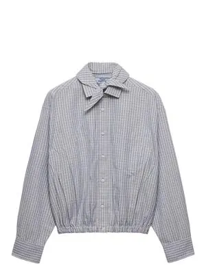 Prada Madras Fabric Shirt With Removable Scarf - Neutral