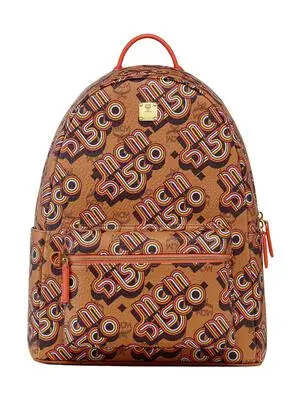 Mcm Stark Backpack In Disco Visetos - Cognac