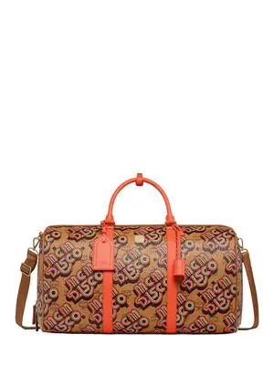 Mcm Ottomar Weekender Bag In Disco Visetos Monogram Canvas - Cognac