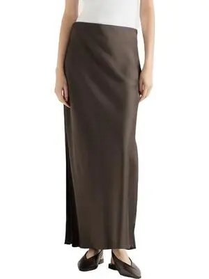 Brunello Cucinelli Satin Cady Fluid Bias-cut Maxi Skirt - Cocoa