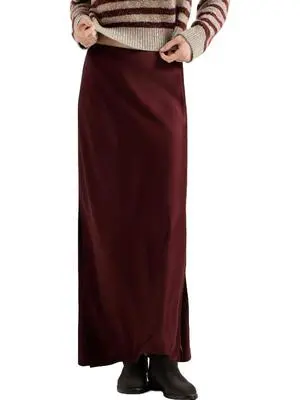 Brunello Cucinelli Satin Cady Fluid Bias-cut Skirt - Wine