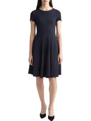 Emporio Armani Textured A-line Dress - Navy