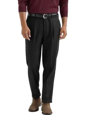 Brunello Cucinelli Brunello Cucinelli Virgin Wool Flannel Pleated Trousers Black