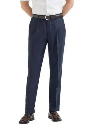 Brunello Cucinelli Brunello Cucinelli Virgin Wool Flannel Pleated Trousers Blue