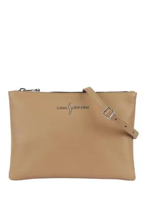 LUIS STEVEN Italian Pebble Leather Crossbody Pouch With Wristlet - Sand