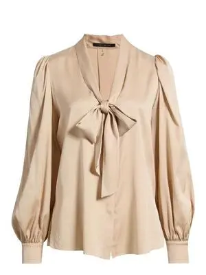 Kobi Halperin Selena Silk Pussy Bow Blouse - Antique