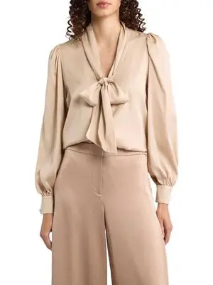 Kobi Halperin Selena Silk Pussy Bow Blouse - Antique