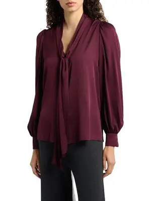 Kobi Halperin Selena Silk Pussy Bow Blouse - Berry
