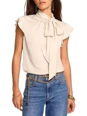 RAMY BROOK Ramy Brook Balinda Satin Tie Neck Top